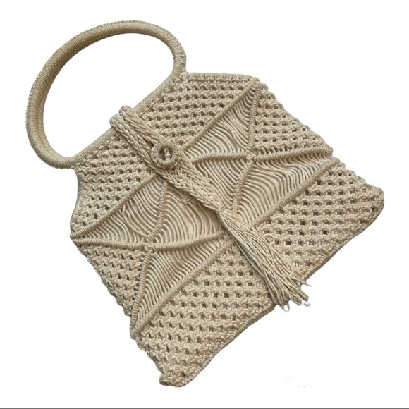 Bags | Vintage Macrame Boho Purse Bag | Poshmark